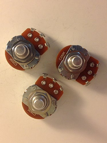 3x Alpha 250K Reverse Audio Potentiometer Solid Shaft US Spec Lefty ...