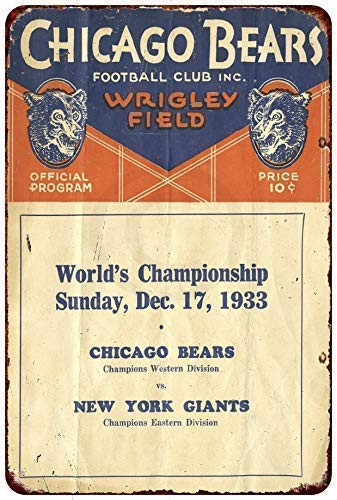 LANK Tin Metal Sign Retro 1933 Chicago Bear Arrow Retro Metal Sign Tin ...