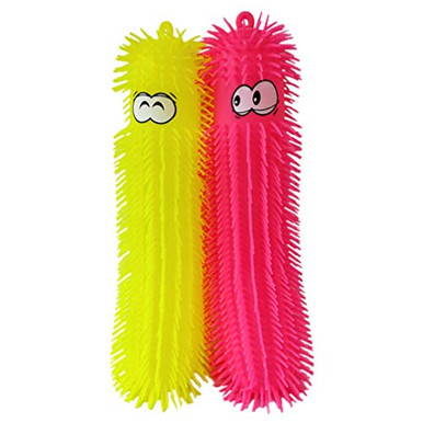 NUOBESTY 2PCS Puffer Worms Light-Up Squeeze Toy Colorful Caterpillar ...
