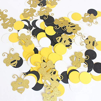 zorpia 360 Pieces Bee Confetti Gold Glitter Bee Confetti Yellow Black ...