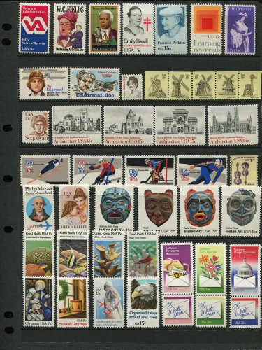 COMPLETE MINT SET OF POSTAGE STAMPS ISSUED IN THE YEAR 1980 BY THE U.S ...