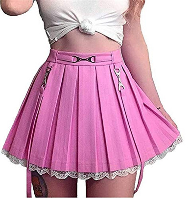 Women Pleated Mini Skirts High Waist Lace Short Skirt Y2K E-Girl ...