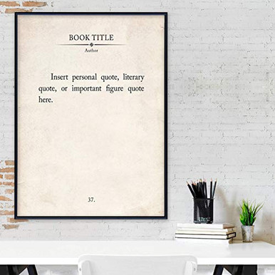 Custom Quote Vintage Book Page Print. Fine Art Paper Laminated or ...