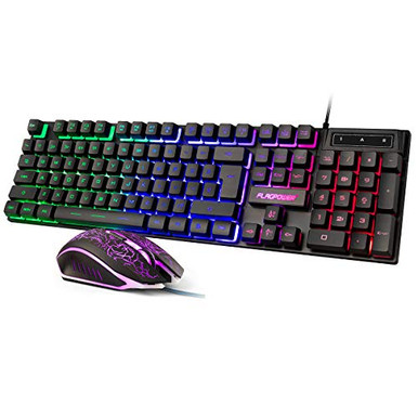 FLAGPOWER Gaming Keyboard and Mouse Combo Rainbow Backlit Mechanical ...