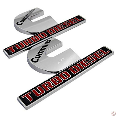 Cummins Turbo Diesel Fender Side Emblems Badges Nameplates w Sticker ...