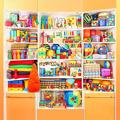 AOFOTO 5x5ft Toy Shelf Backdrop Plastic Plaything Kindergarten Nursery ...