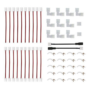 3528 2 Pin LED Strip Connector Kit - 8mm LED Connector Kit Includes 10x ...