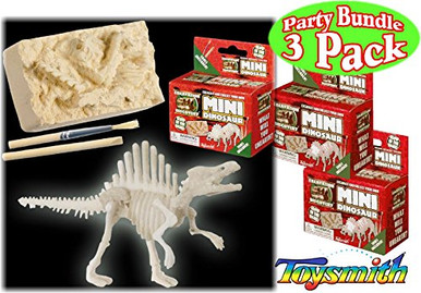Toysmith Mini Glow in the Dark Dinosaur Excavation Kit Party Set Bundle ...