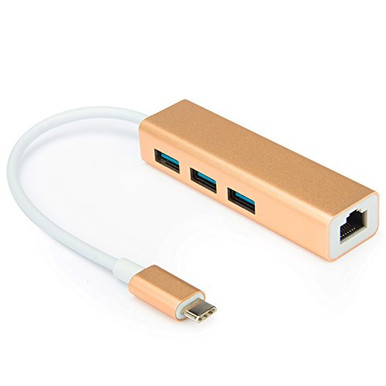 T circle USB Type-C to 3-Port USB 3.0 Aluminum Hub with Gigabit ...