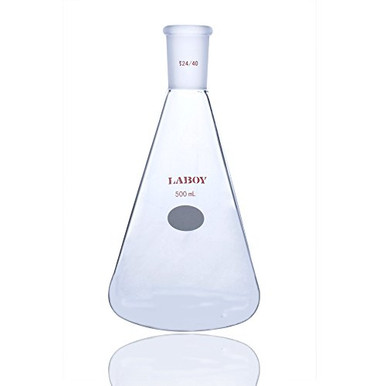 Laboy Glass 500mL Erlenmeyer Flask Jointed Heavy Wall with 24 40 ...