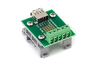 USB A Jack Breakout Board to Screw Terminals with DIN Rail Clips ...