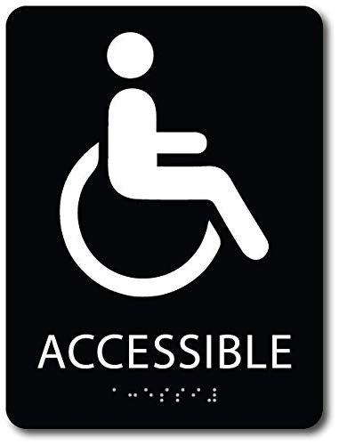ADA Braille Handicap Accessible Sign - 6 inch x 8 inch Black ...