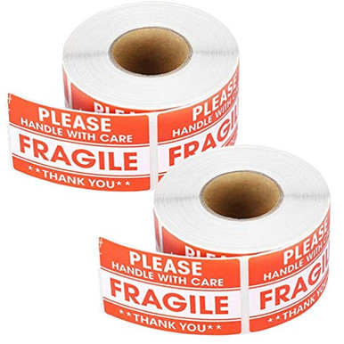 TUANTUAN 2 Roll Red Fragile Stickers 2 inch x3 inch Handle with Care ...