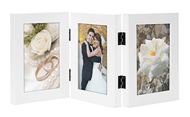 Golden State Art 3-Vertical 4x6 Opening, Table-top Folding Hinged Photo ...