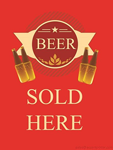 Beer Sold Here Business Retail Display Sign 18 inch w x 24 inch h Full ...