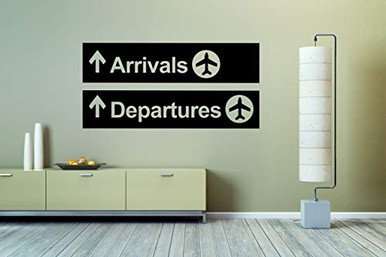Airport Plane Arrivals Departures Sign Wall Vinyl Sticker Car Mural ...