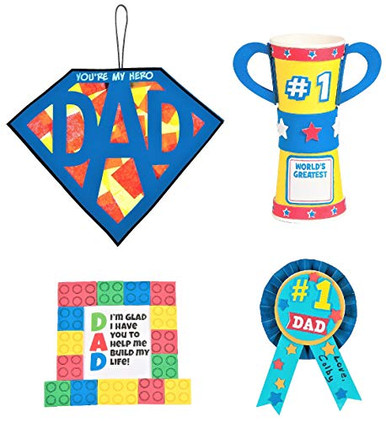 Fathers Day Craft Kits Set - Superman Dad Sign Award Ribbon Trophy Cup ...