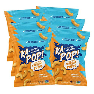 Ka-Pop Super Grain Puffs Dairy Free Cheddar 4oz Pack of 6 - Vegan ...