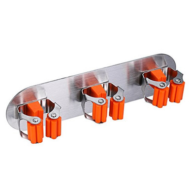 Sumnacon Mop Broom Holder Organizer, 3M Self Adhesive Wall Mounted Mop ...