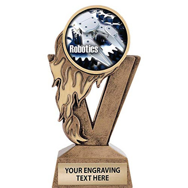 Crown Awards Gold Robotics Trophies 6.25 inch H Custom Fireball ...