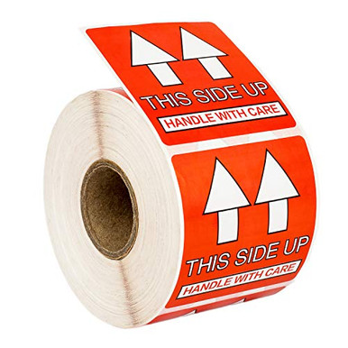 6 Rolls 500 Labels per Roll 2 inch x2 inch This Side Up Handle with ...