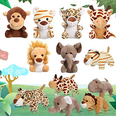 12 Pieces Mini Stuffed Forest Animals Jungle Animal Plush Toys in 4.8 ...