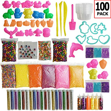 Slime Supplies Kit - 100 Packs Slime Beads, Foam Balls, Large& Small ...
