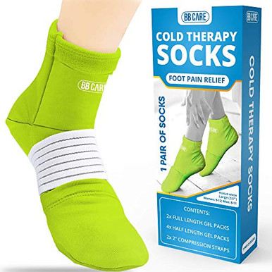 Premium Cold Therapy Socks Foot Ice Pack w Compression Straps Swollen ...