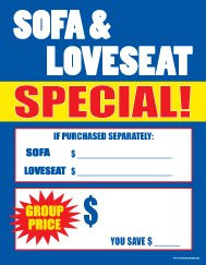 C80LOV Furniture Sofa and Love Seat Special - Large Price Cards - Sale ...