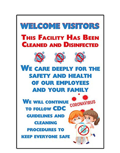 Social Distance Sign - Pack of 5 - Welcome Visitors Wall Sign Posters ...