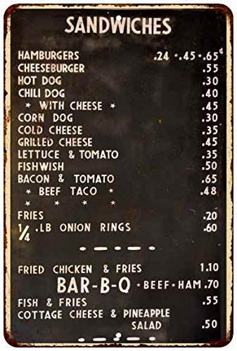1940s Diner Menu Sign Restaurant Decor Diner Signs 50s Decoration Retro ...