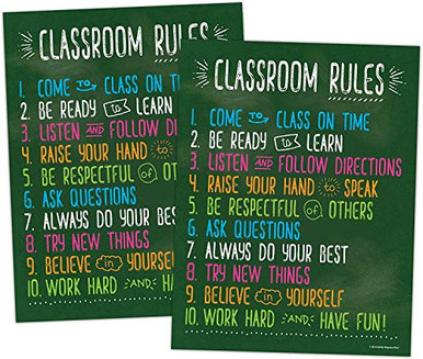 2 Pack Classroom Rules - Class Rules Poster for Middle School ...