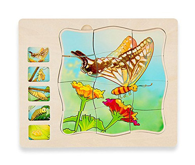 Wooden 5 Layers Butterfly Life Cycle Puzzle for Toddlers ...