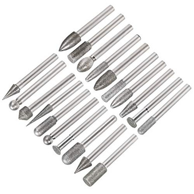 uxcell Diamond Burrs Bits Sets Grinding Drill Kits Carving Rotary Tool ...
