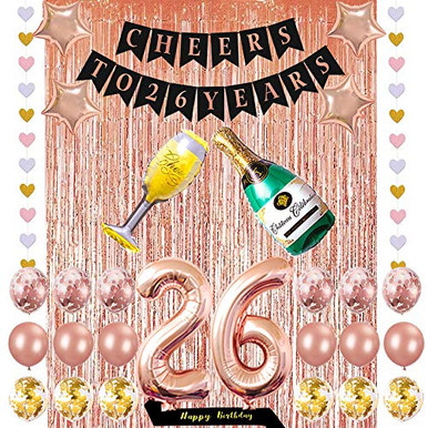 Cheers To 26 Years Banner and Balloons Happy 26th Birthday Sash and ...