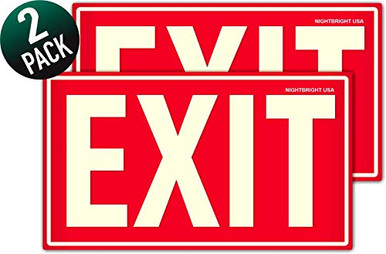 Photoluminescent Exit Sign Red Pack of 2 UV Inks on Aluminum Meets OSHA ...