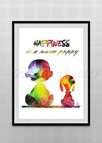 Snoopy Charlie Brown Watercolor Art Print - The Peanuts Movie Poster ...