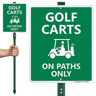 SmartSign inch Golf Carts On Paths Only inch Sign for Lawn 10 inch x 12 ...