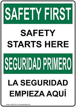 liuKen OSHA Safety First Safety Awareness Info in English plus Spanish ...