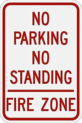 No Parking No Standing Fire Zone Sign Funny Decorative Yard Signs for ...