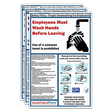 Handwash Poster Sign 3 Piece Set - Safety Policy Proper Handwashing for ...