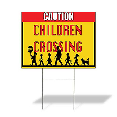 PinkSoft Yard Sign Caution Children Crossing Children with Stop Sign ...