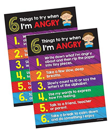 2 PACK Anger Management Posters for Kids - Behavior Posters for Kids ...