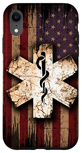 iPhone XR Vintage EMS EMT Usa Flag Distressed American Paramedic Logo ...