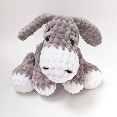 Little sad plush gray donkey 5.5 inch stuffed animal handmade crochet ...