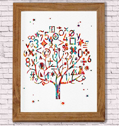 Math Symbol Tree Watercolor Print Math Teacher Gift Math Art Gift ...