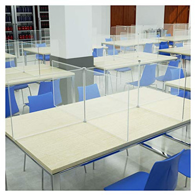 Hong xia shop Desktop Sneeze Guard Shield for 4 Person Plastic Desk Table Partitions Clear Desk ...