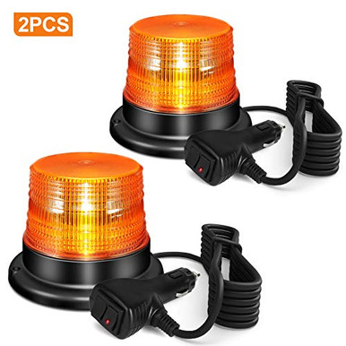 2 Pack LED Beacon Light 12V-48V Amber Warning Safety Flashing Strobe ...