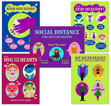Social Distancing Classroom Safety Poster Set. Art Paper Laminated or ...