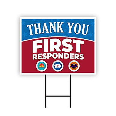 Thank You First Responders Essential Workers Yard Sign 24 inch x 18 ...